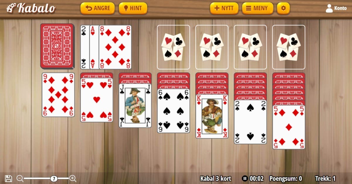 Kabal 3 kort - Kabalo.no